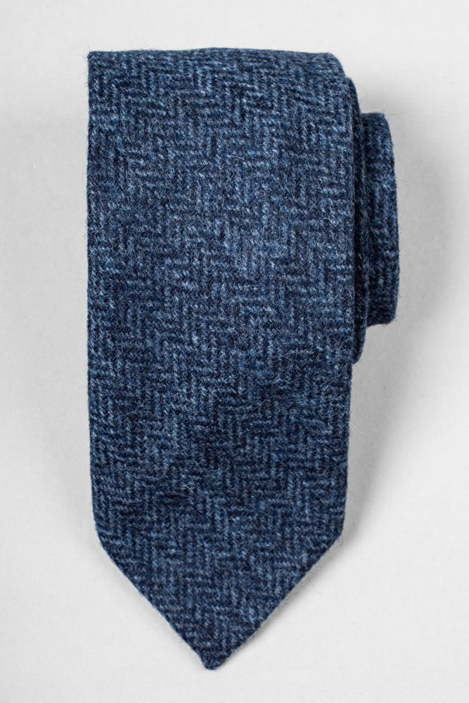 Blue herringbone untipped woolen tie | Accessories \ Ties \ Wool Casual ...